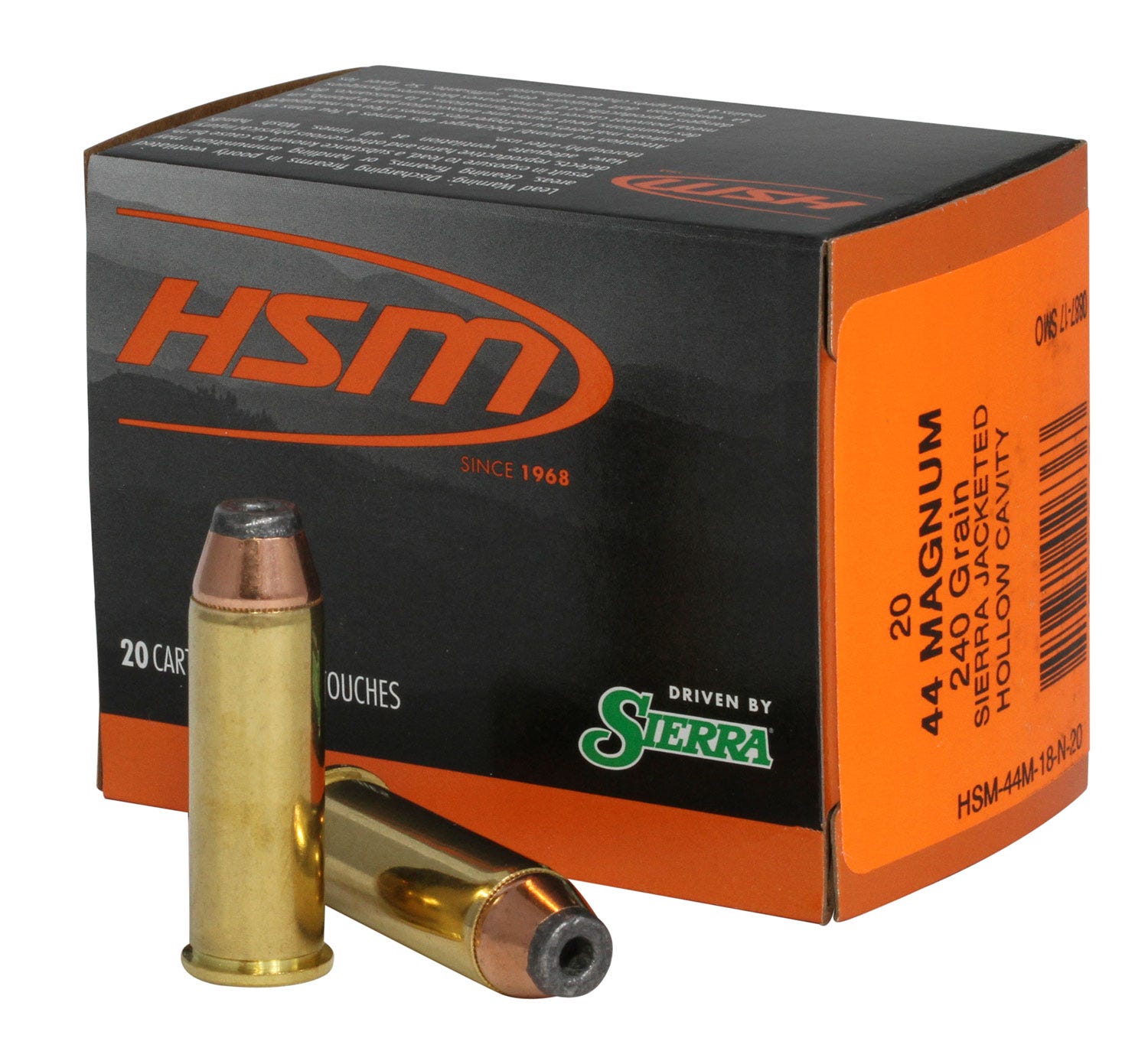 HSM PRO PISTOL 44 REM MAG 240GR JACKETED HOLLOW CAVITY 20 ROUNDS PER ...