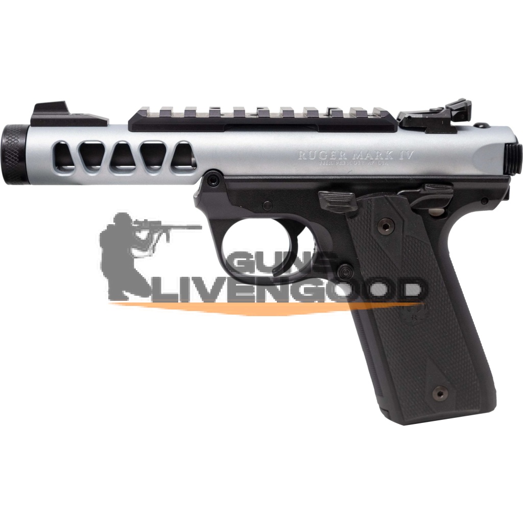 Ruger Mark IV Lite Silver .22 LR 4.4" Barrel 10-Rounds - LIVENGOOD GUNS
