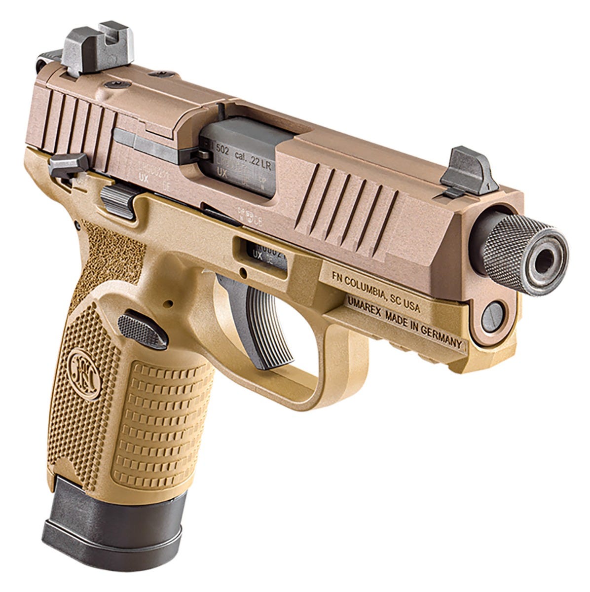 FN 502 Tactical Flat Dark Earth .22 LR 4.6" Barrel 10-Rounds with Front ...
