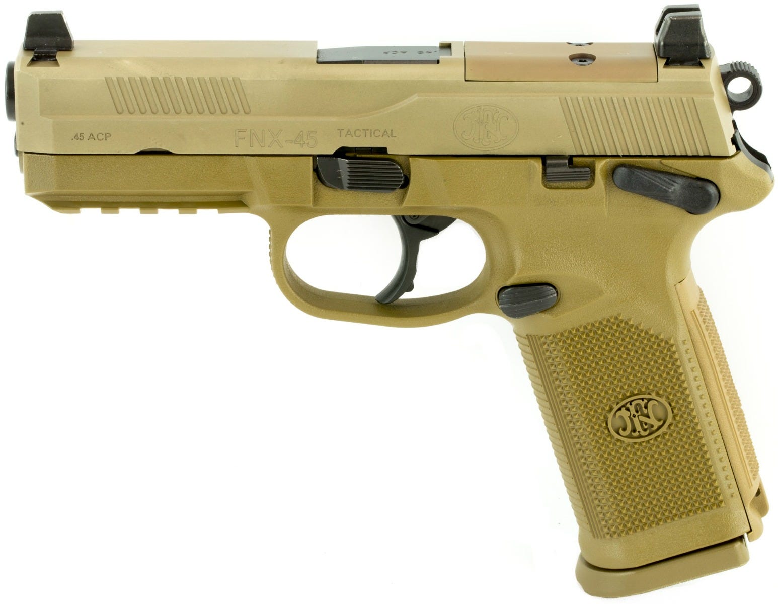 FN FNX Tactical Flat Dark Earth .45 ACP 4.5" Barrel 10-Rounds Night ...