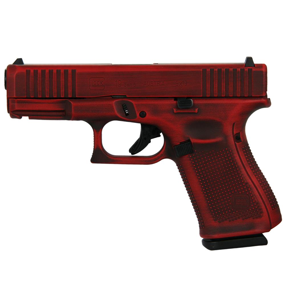 Glock 19 Gen 5 Custom "Distressed Red" 9mm 4.02" Barrel 15-Rounds ...
