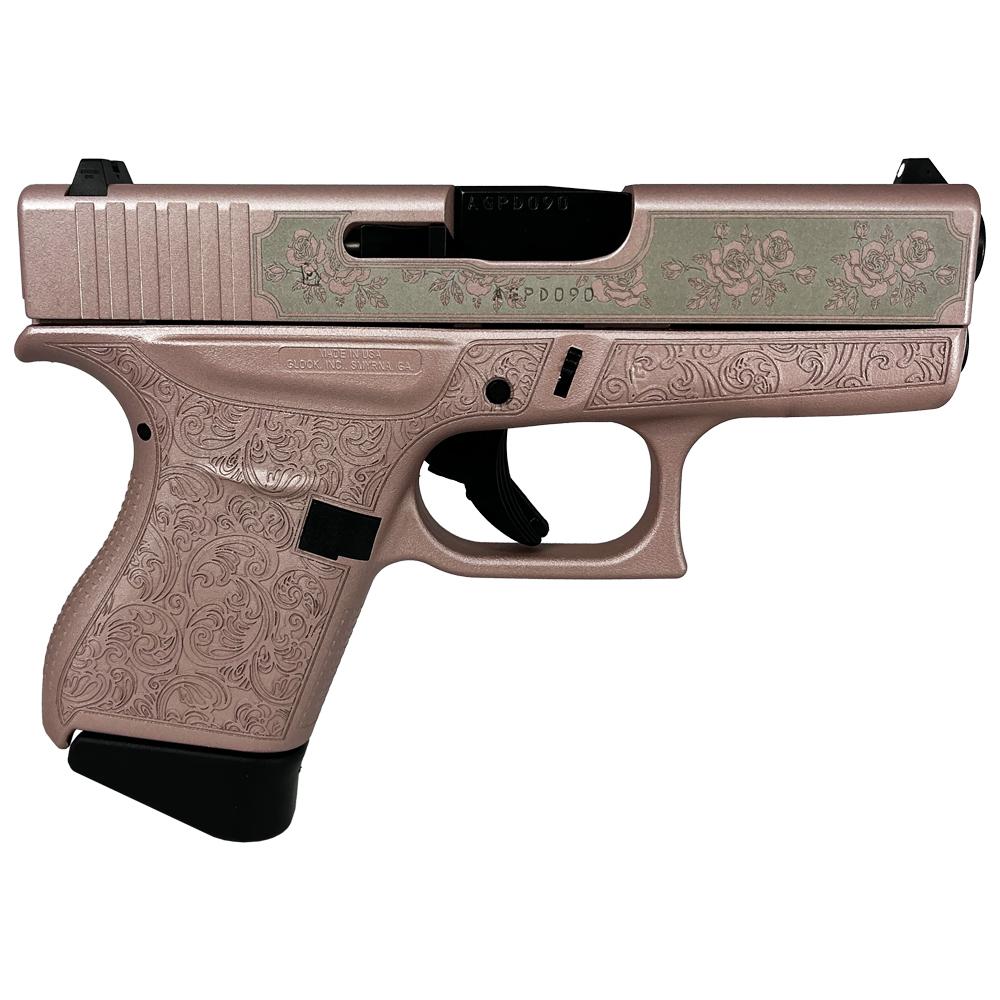 Glock G43 Engraved "Glock & Roses" 9mm 3.4" Barrel 6-Rounds - LIVENGOOD ...