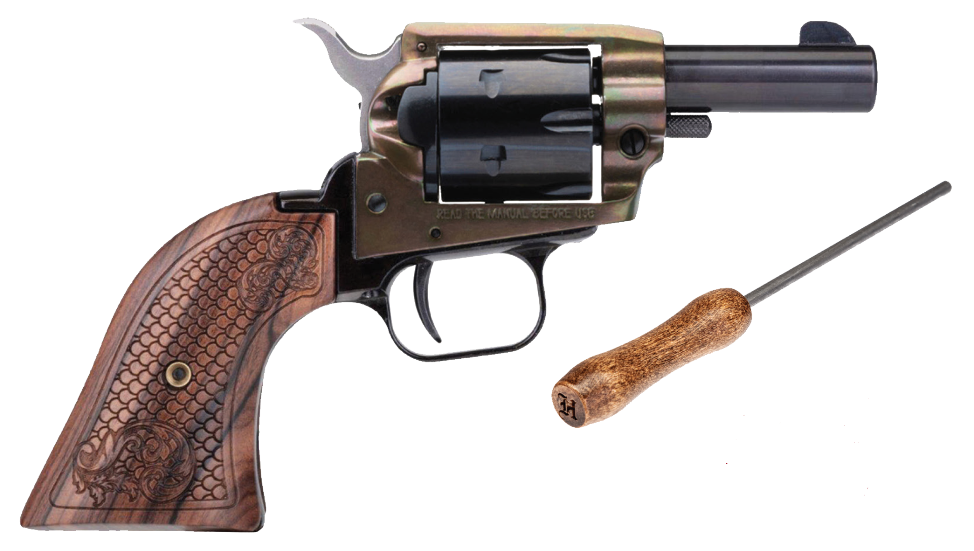 Heritage Barkeep .22 LR 2" Barrel 6-Rounds Custom Scroll Wood Grip ...