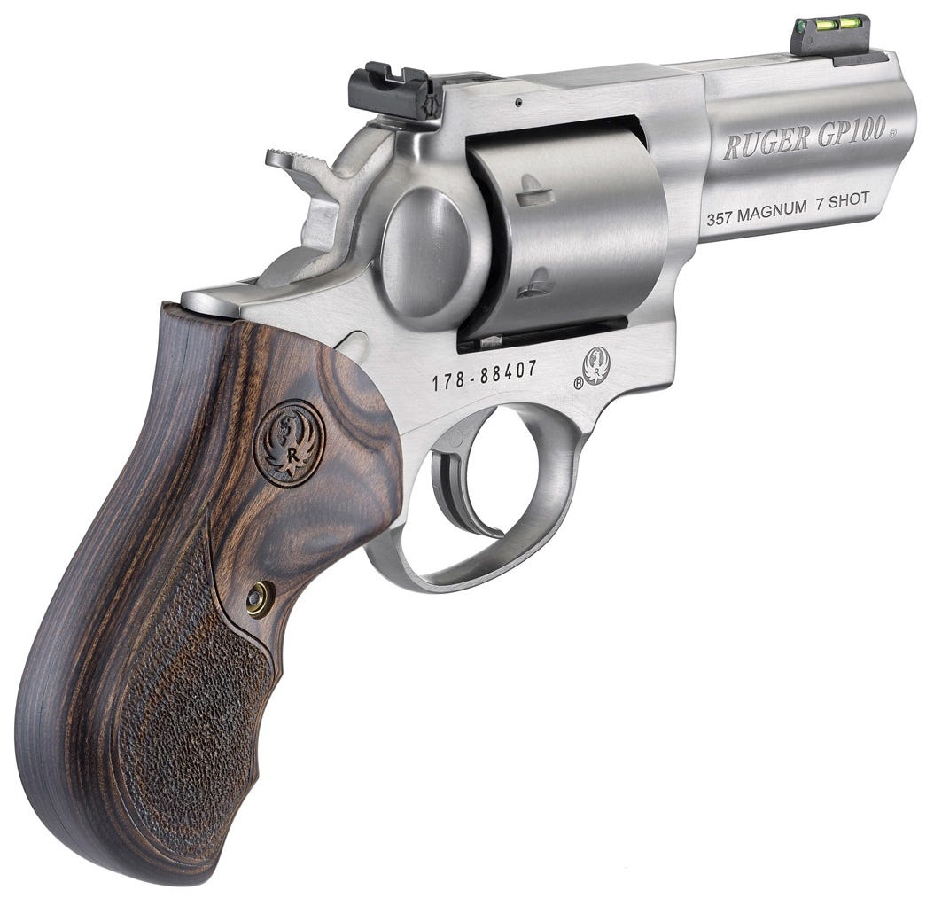 Ruger GP100 Stainless .357 Mag 3" Barrel 7-Rounds Fiber Optic Sight ...