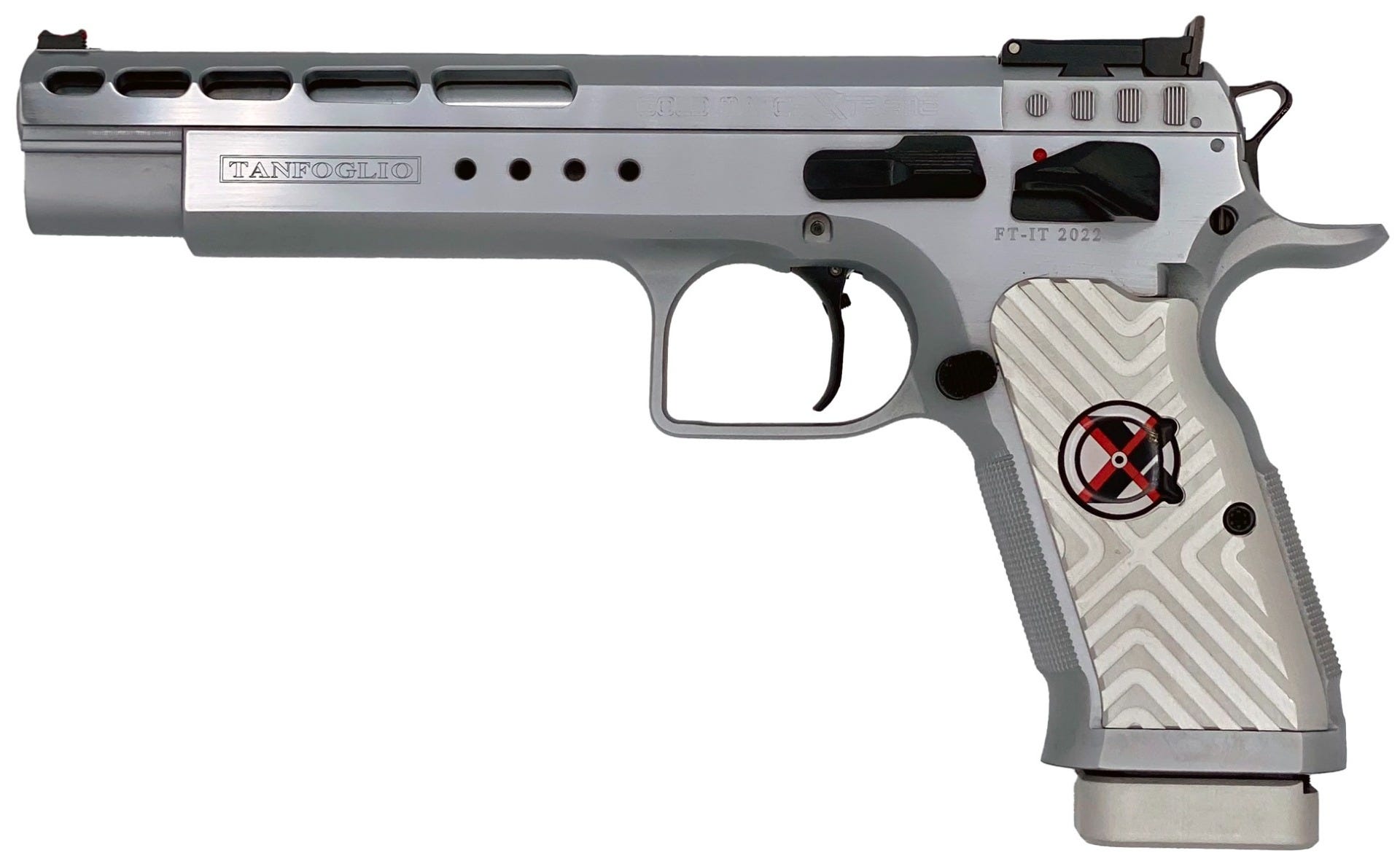 Tanfoglio Gold Match Silver 9mm 6" Barrel 17-Rounds White Grip ...